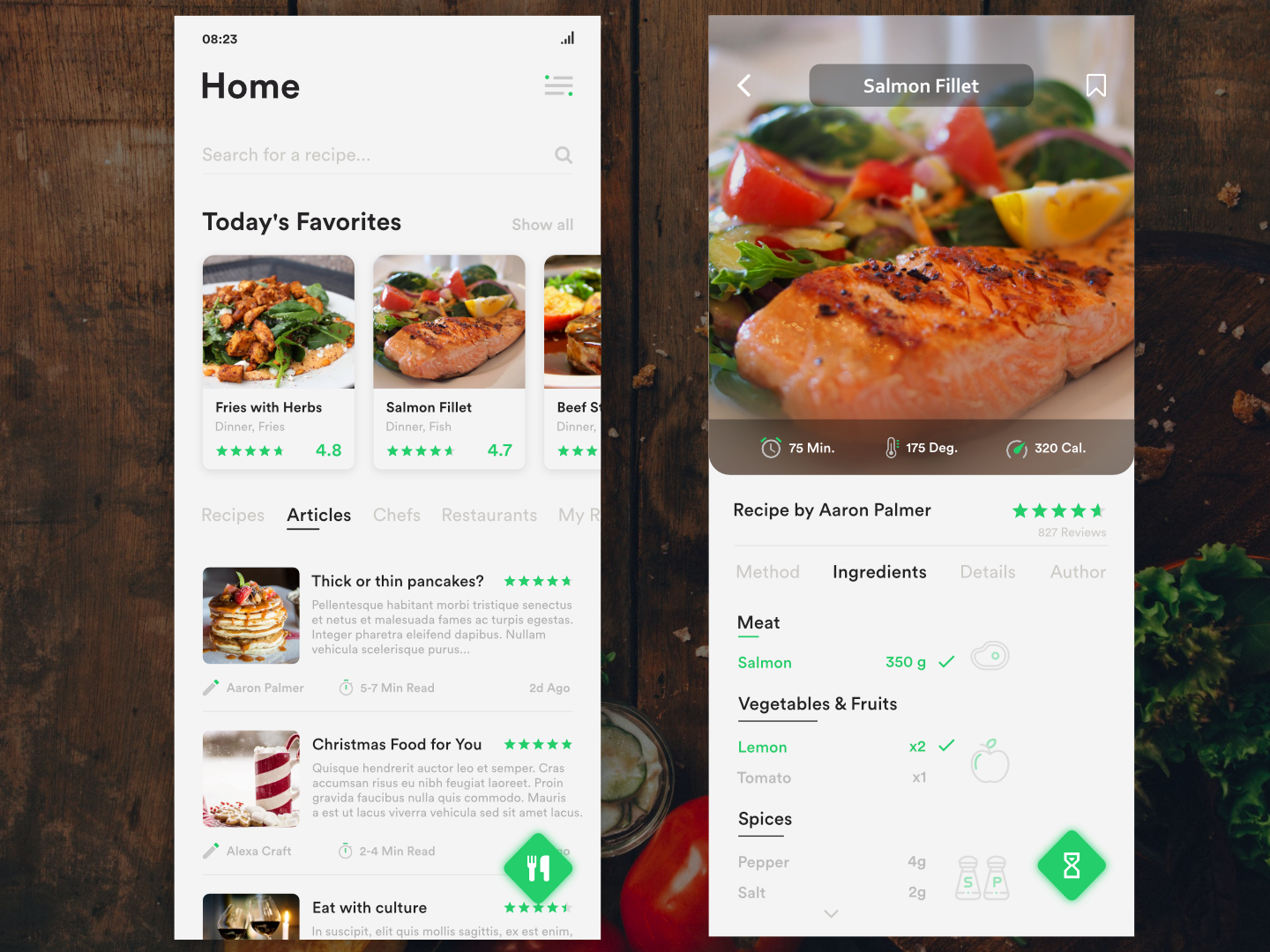 Recipe App UI by Piotr Kosmala on Dribbble