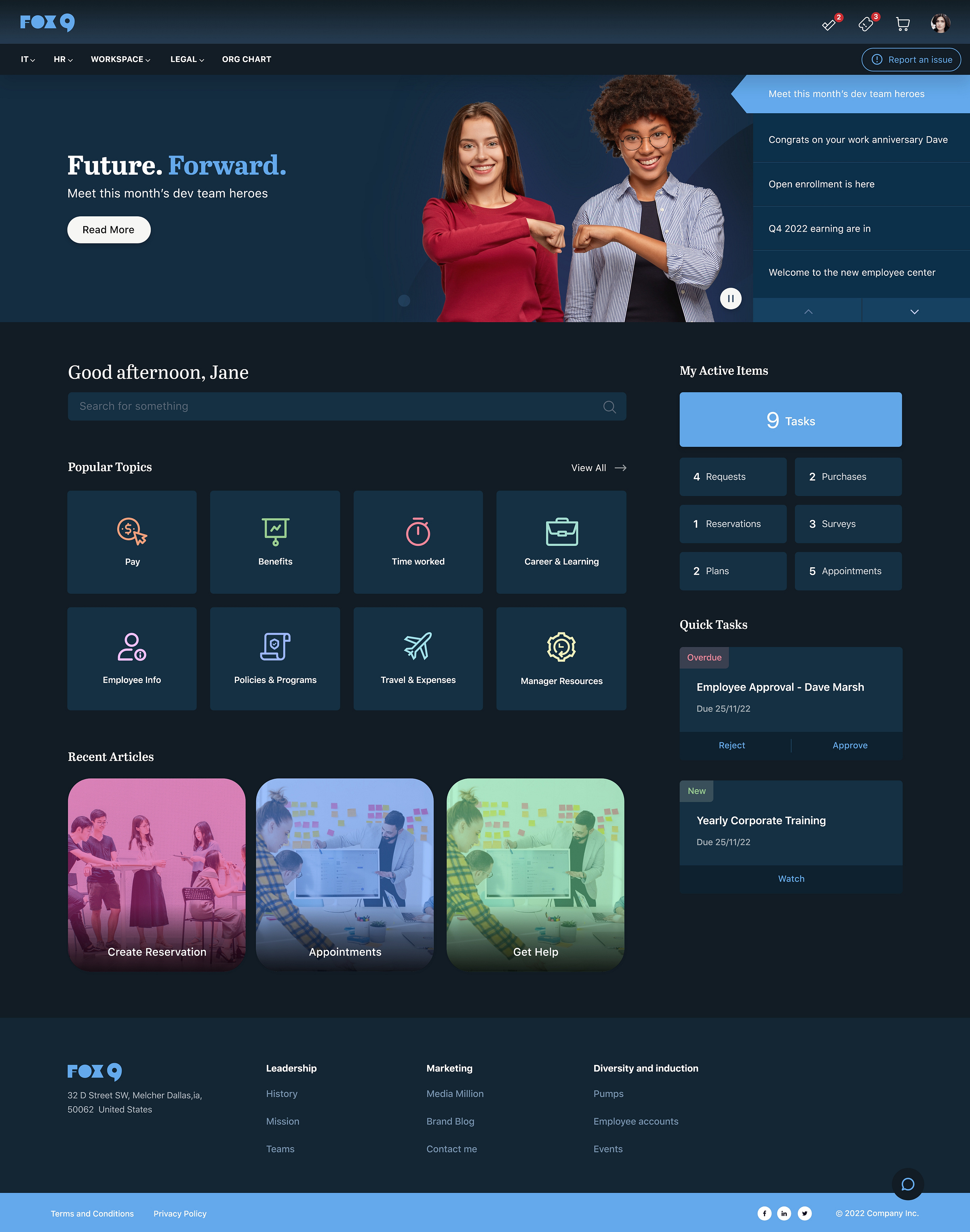 Employee Center Portal Dark Theme by AVASOFT on Dribbble