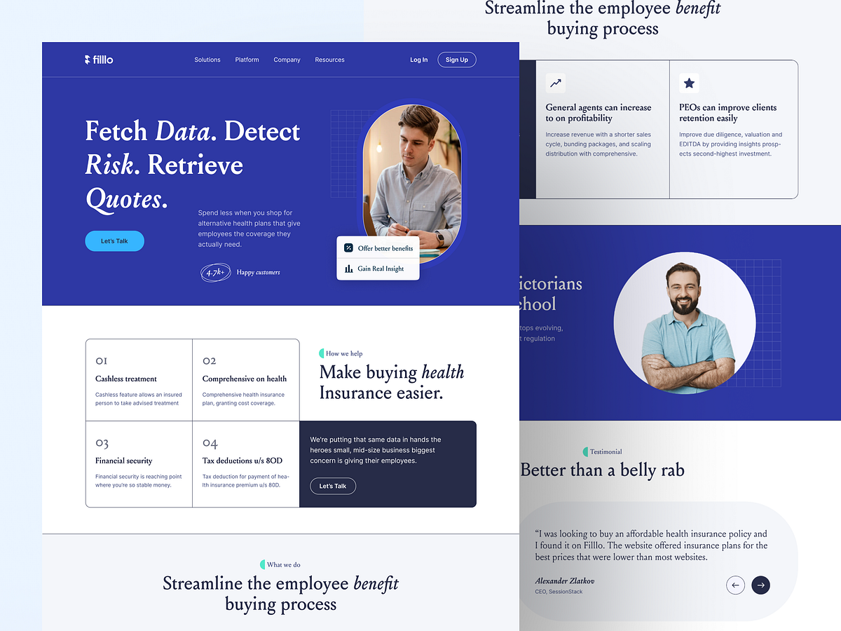 Health Insurance Website Design by Filllo Design Agency on Dribbble