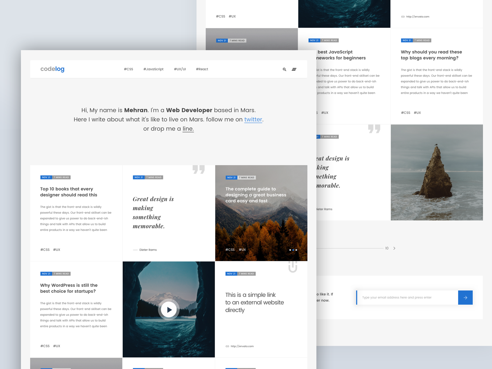 Minimalistic Blog Concept by Mehran on Dribbble