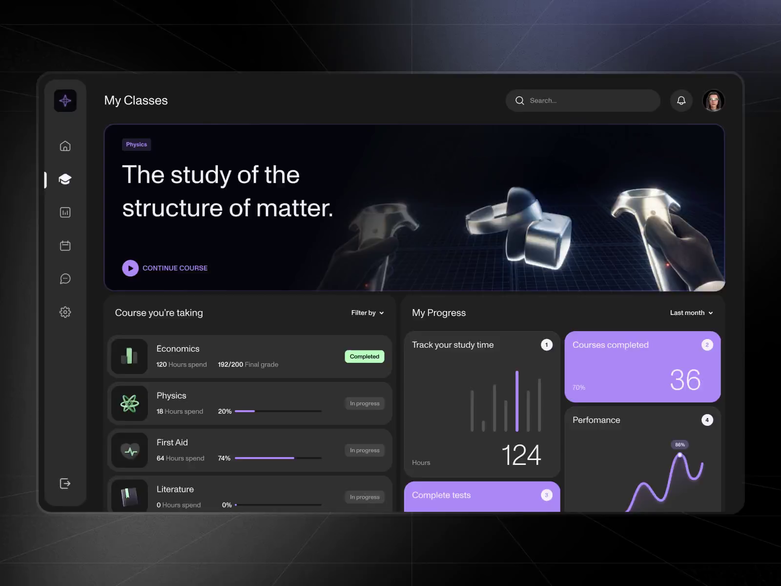VR Education platform dashboard by Phenomenon Studio on Dribbble