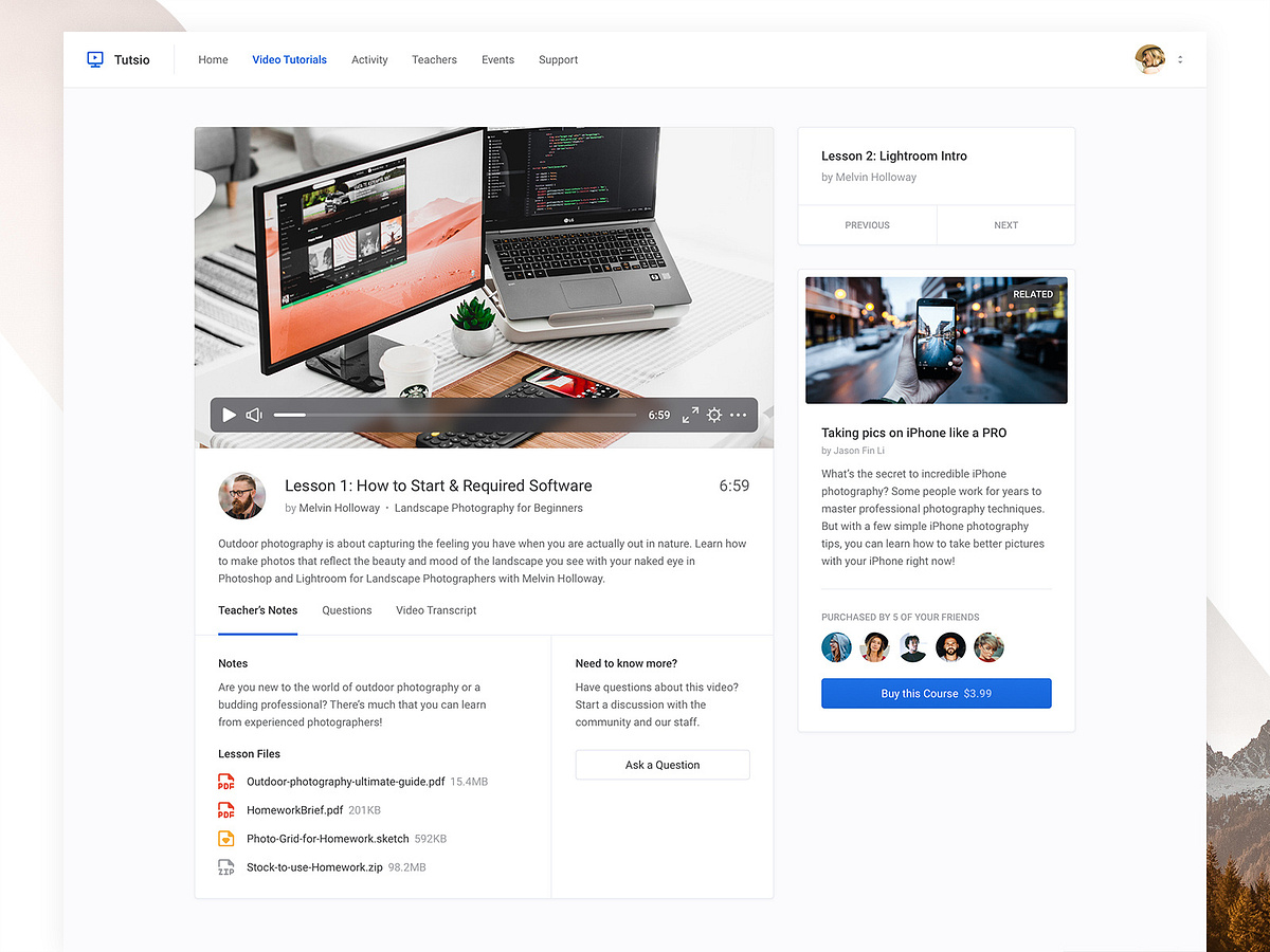 Tutorial Detail Screen by Jan Losert on Dribbble