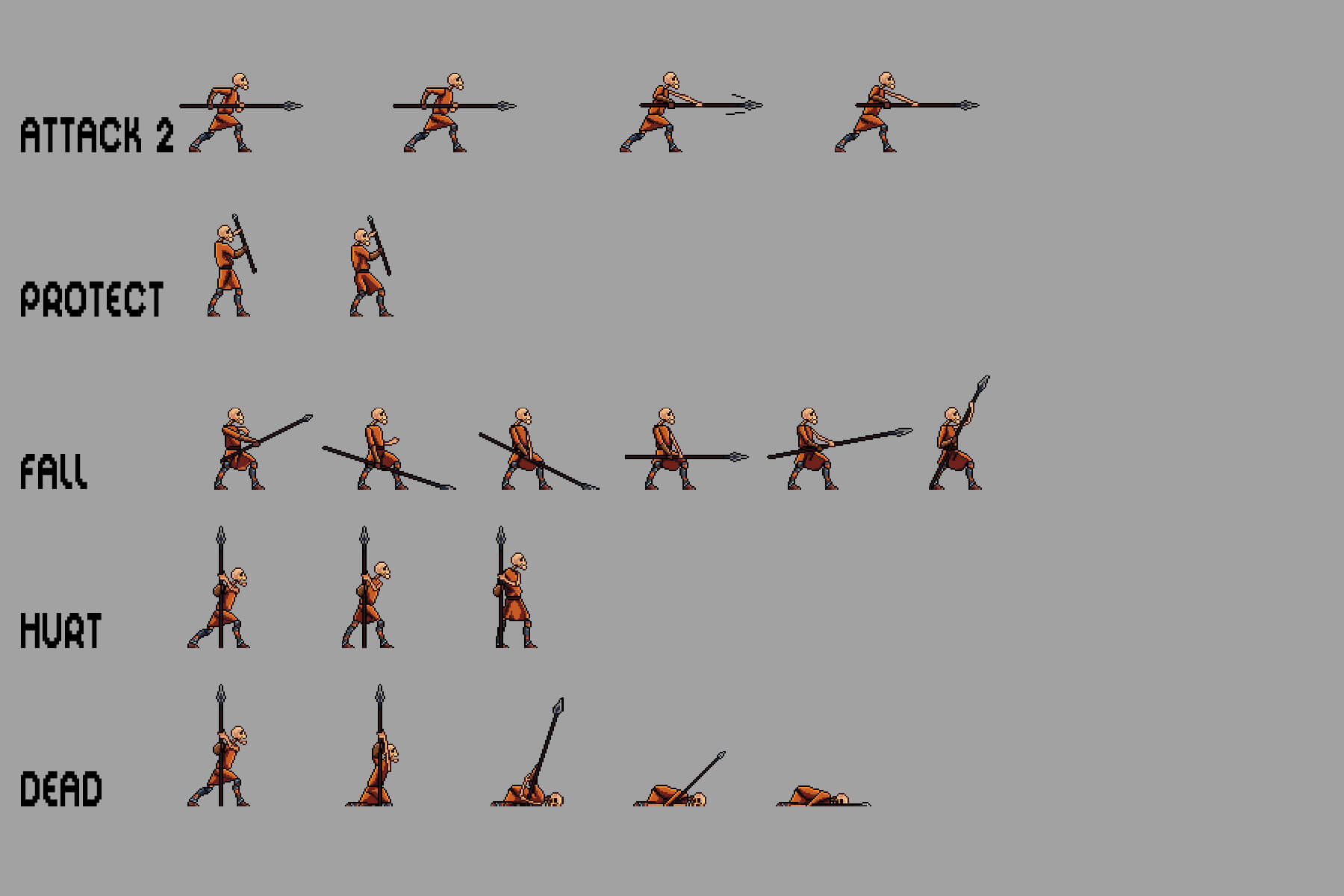 Free Skeleton Pixel Art Sprite Sheets by 2D Game Assets on Dribbble