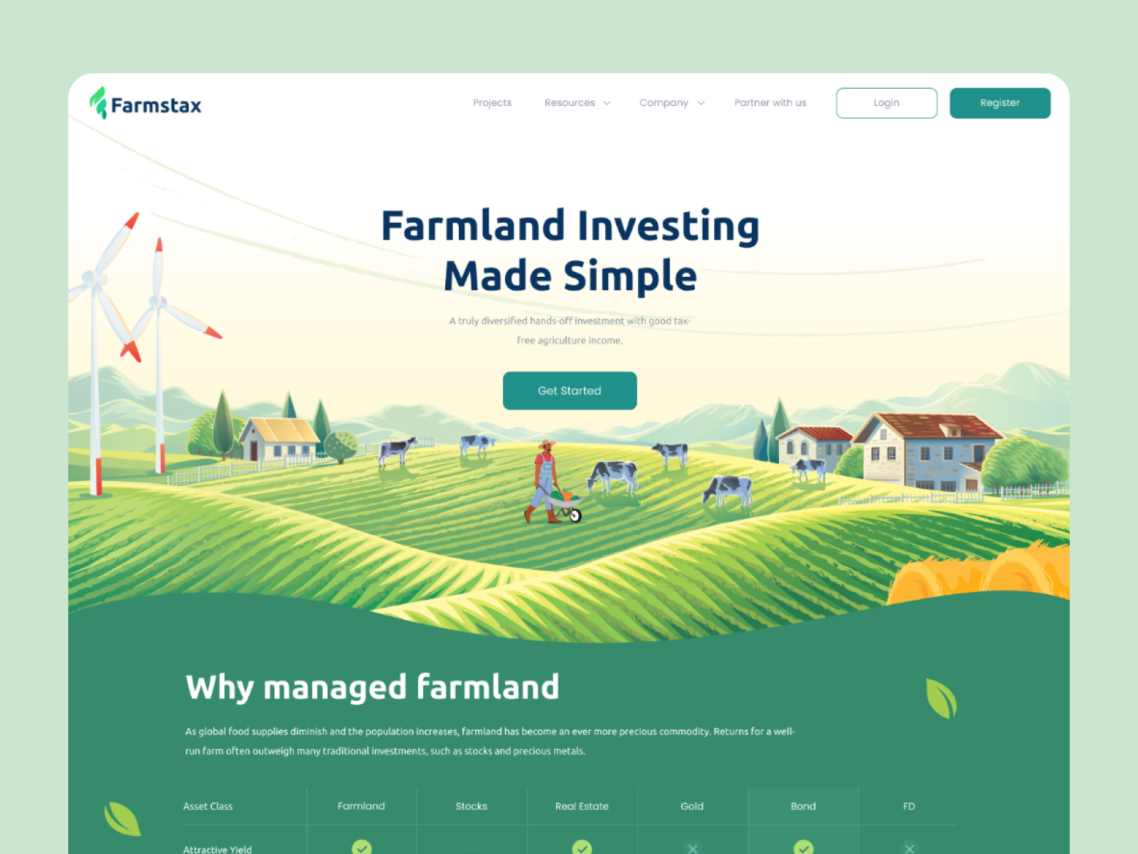 farm investing web design by inkyy on Dribbble