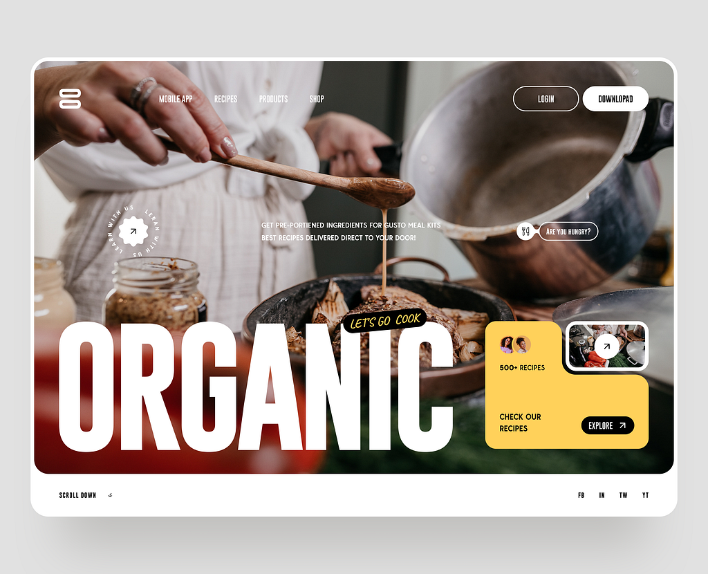 Food Recipe Landing Page by 11Daniyal for Ace Design on Dribbble