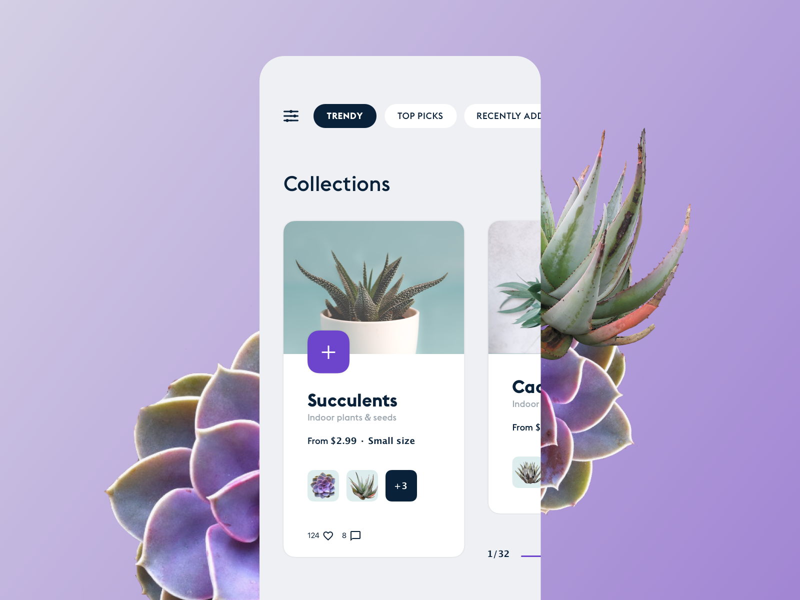 Collect Trends - UI exploration by Lydia Selim on Dribbble