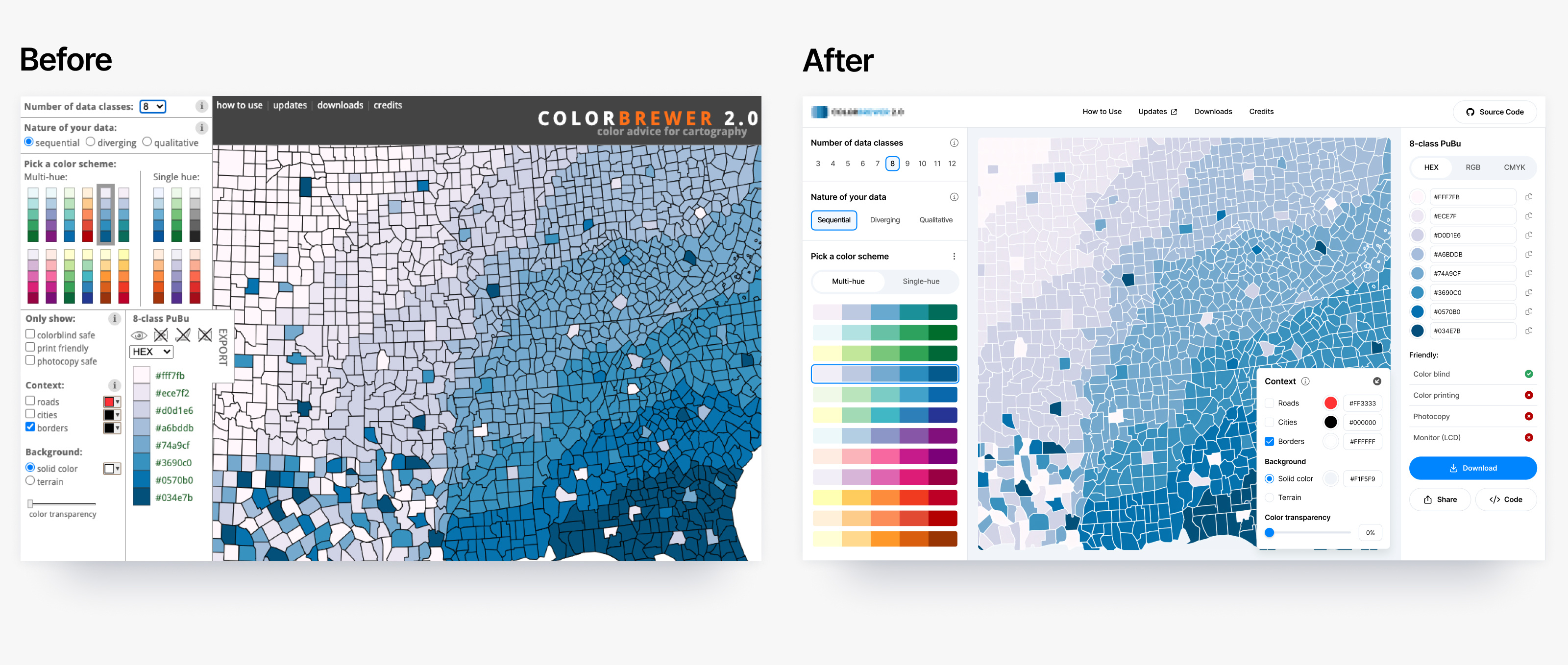 Redesign color palette utility for map makers by Seven Metrics on Dribbble