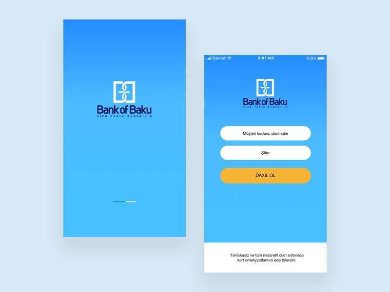 Bank of Baku application login page design by Elshan Guliyev on Dribbble