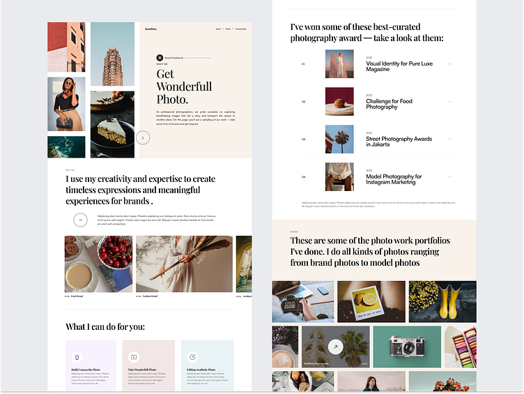 Landing Page Website Photography Service by Paperpillar on Dribbble