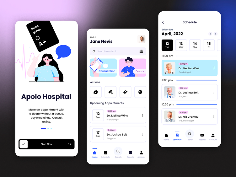 Healthcare service - Mobile app by Anastasia Golovko on Dribbble