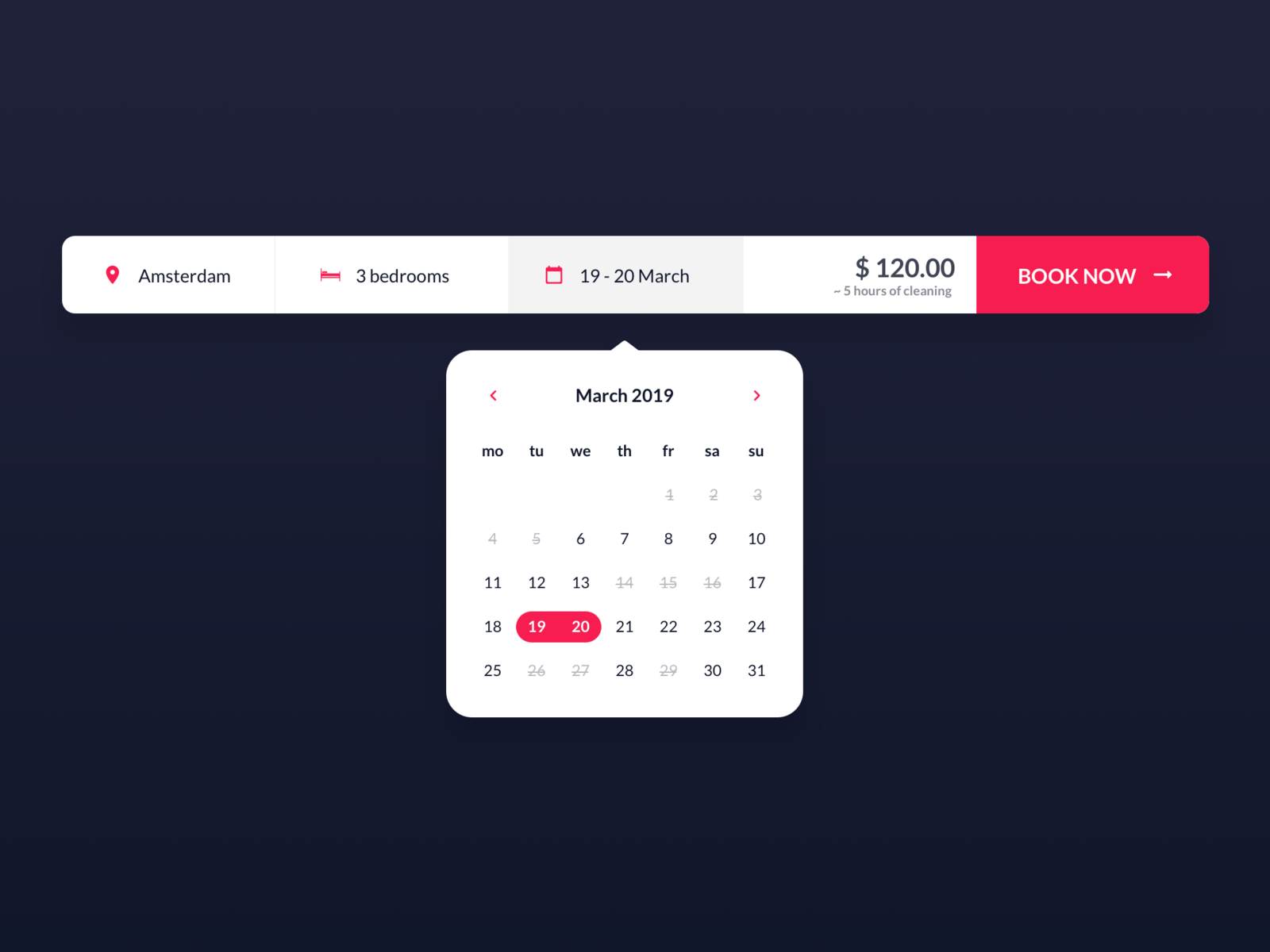 DailyUI #080 - Datepicker by Ionut Alexandru on Dribbble