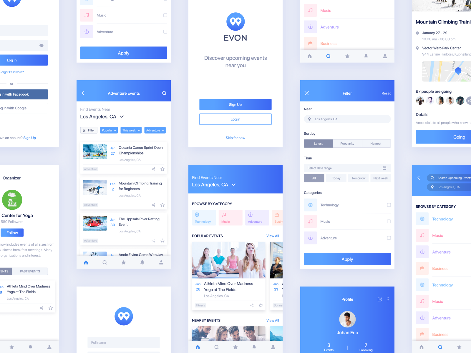 Evon - Event App by Simantoo for AGT on Dribbble