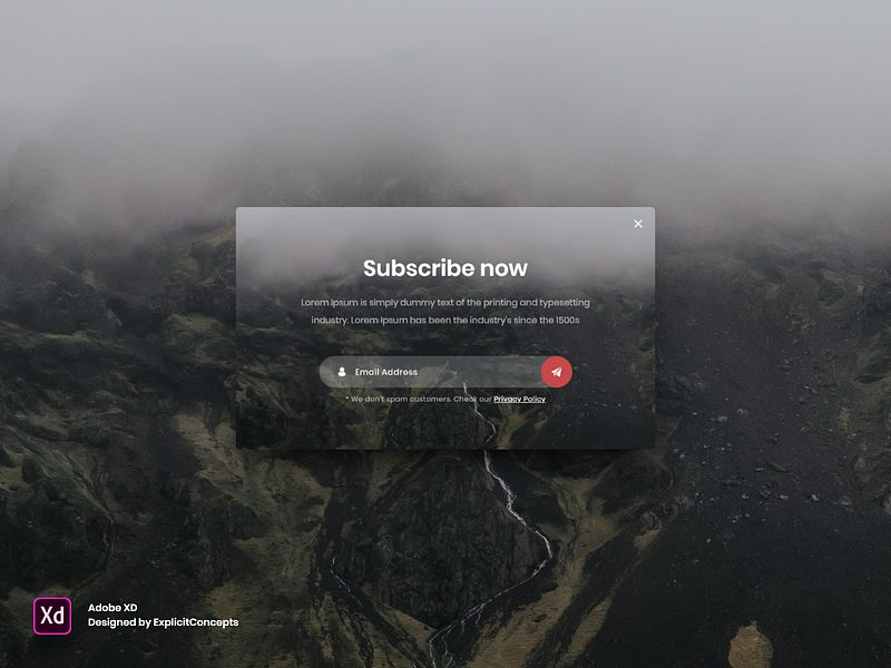 Subscribe Popup - Adobe XD by Ahmed Hamdy on Dribbble