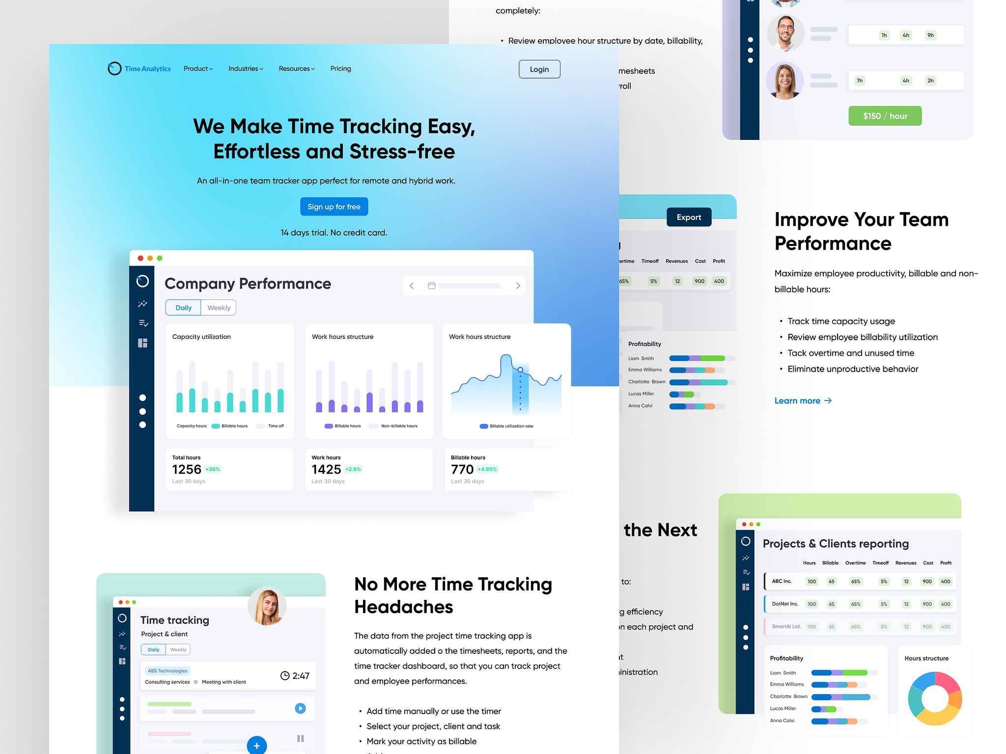 Time analytics software saas webflow design by Emilian for DesignUp on ...