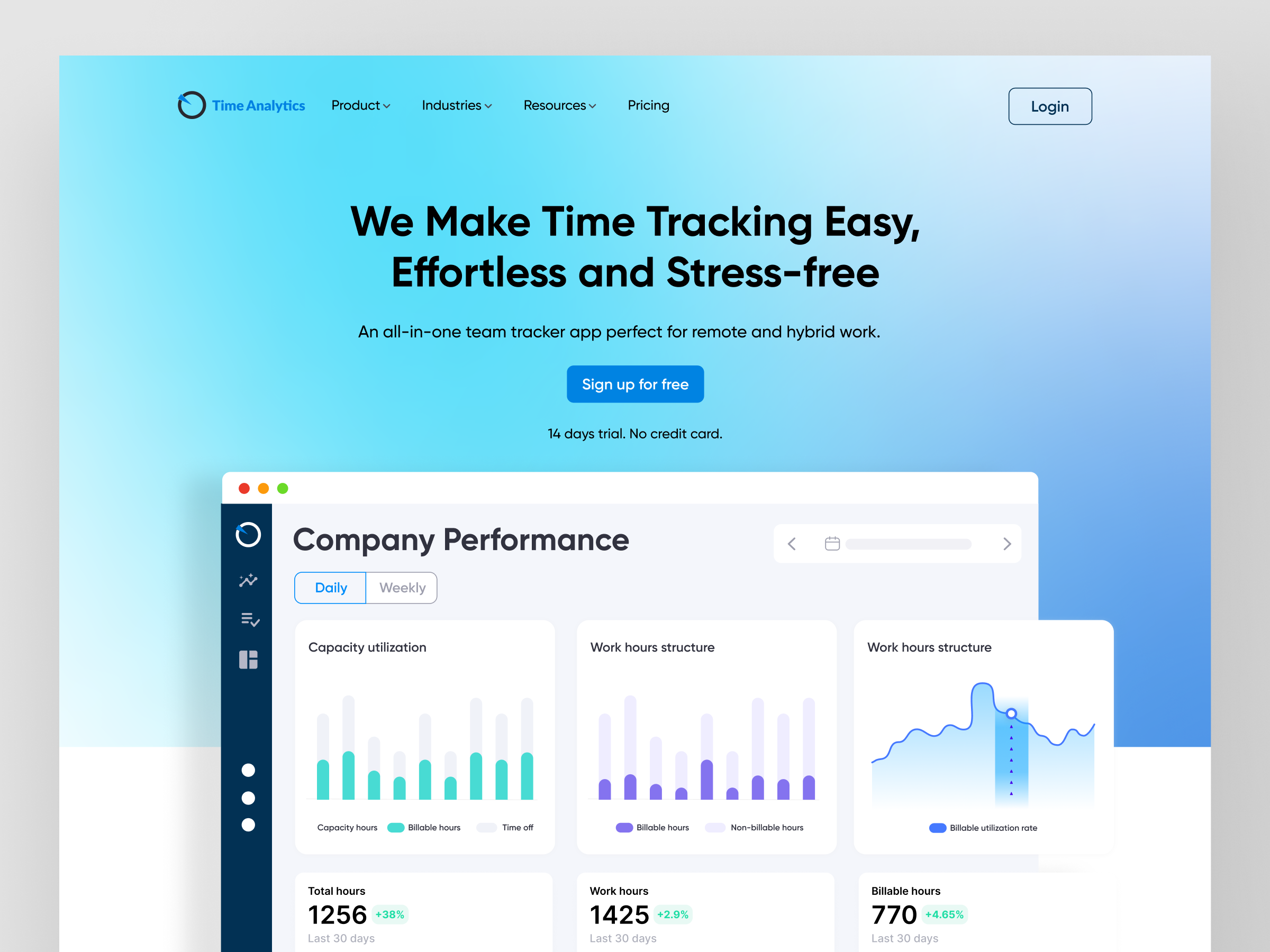 Time analytics software saas webflow design by Emilian for DesignUp on ...