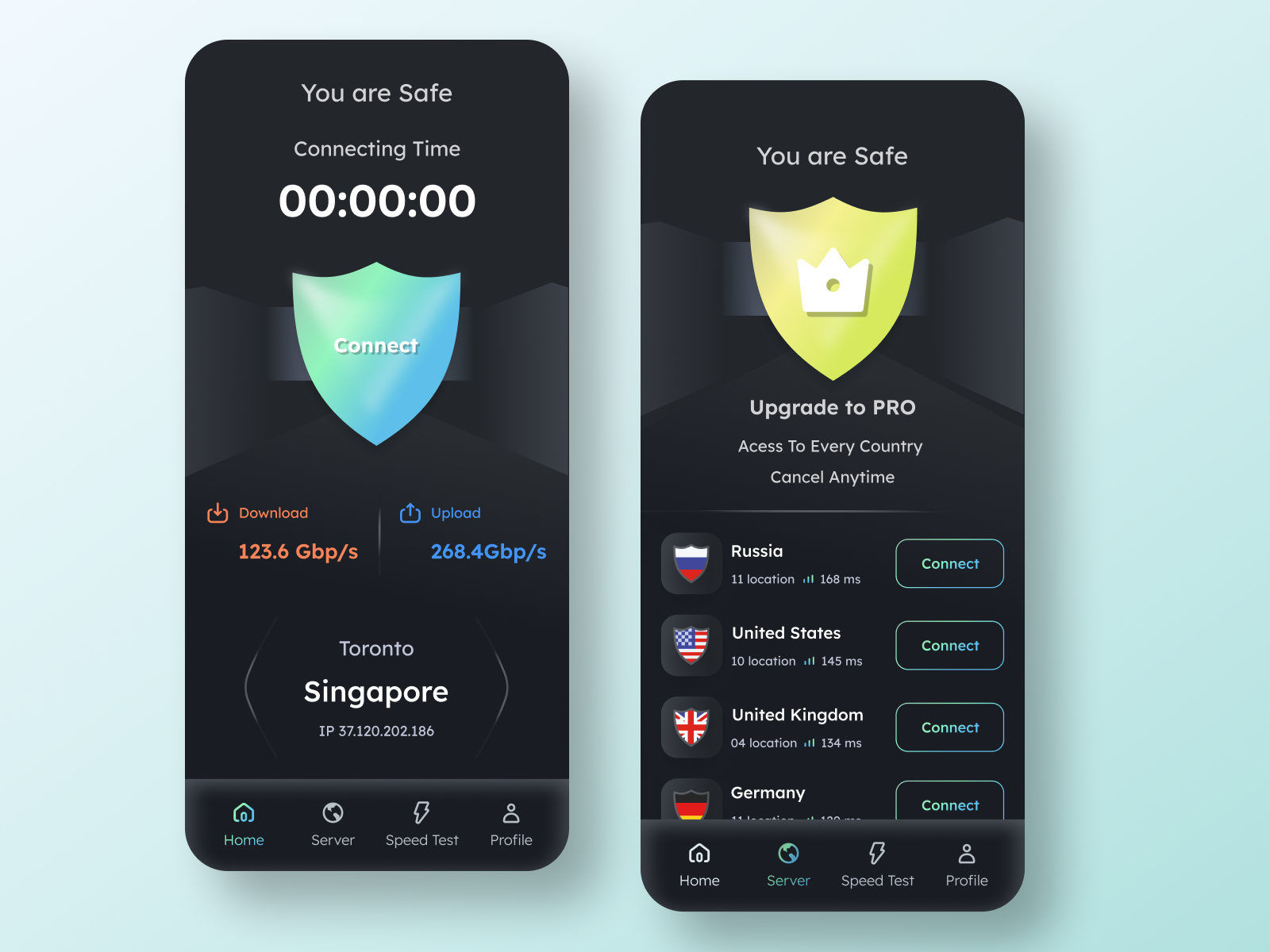 CyberVPN Mobile IOS App | Prototype by Piyush Kumar Singh for Nickelfox ...