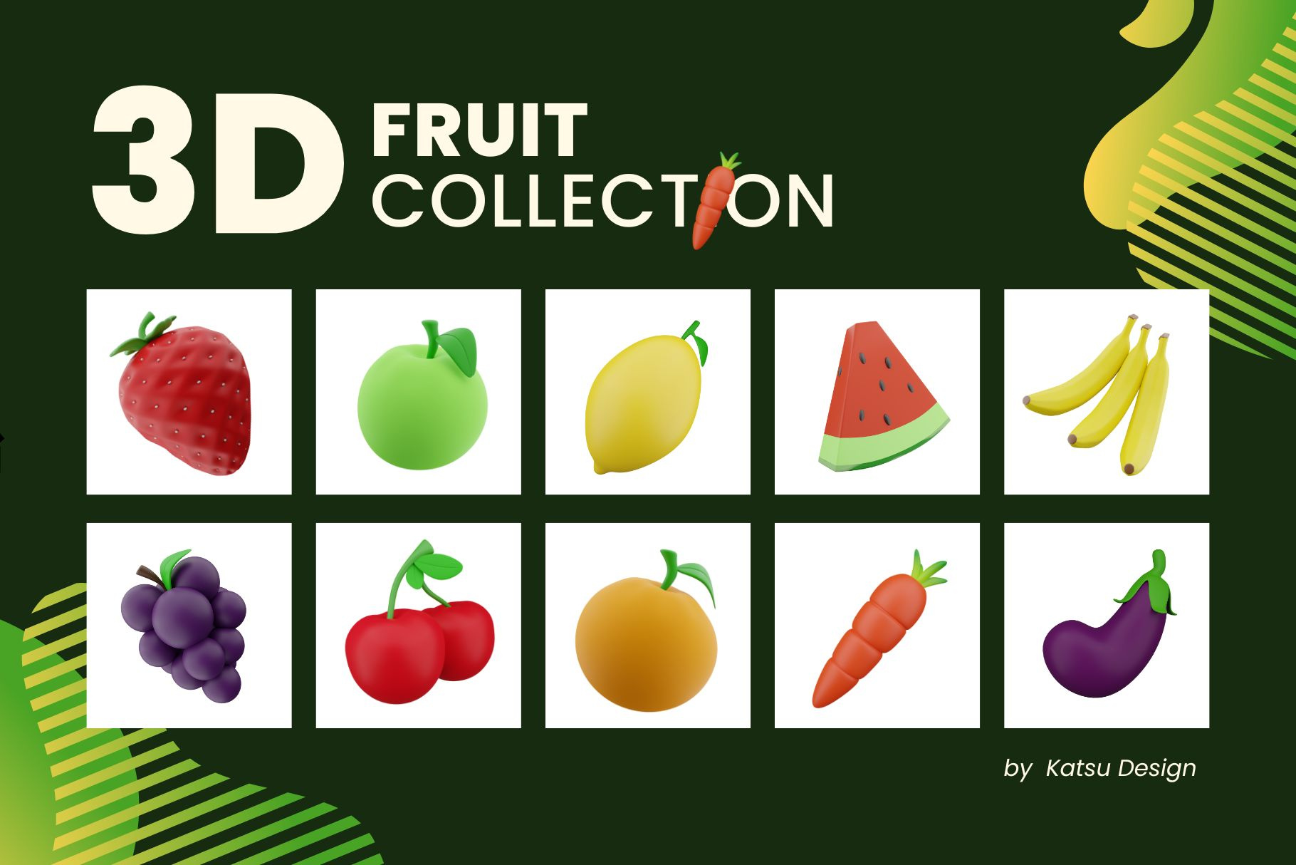 Fruits - 3D Illustration Collection by Katsu Design on Dribbble