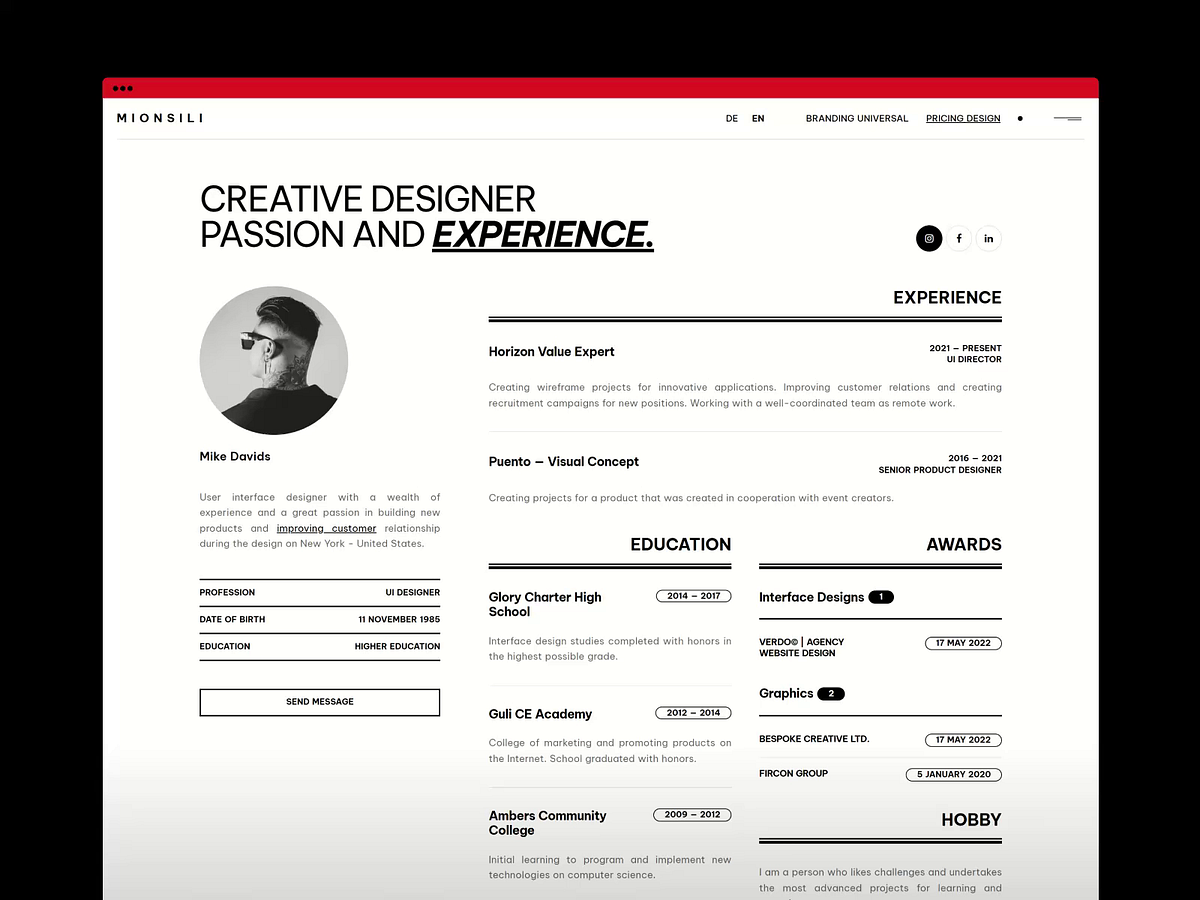 Browse thousands of Simple Cv images for design inspiration | Dribbble