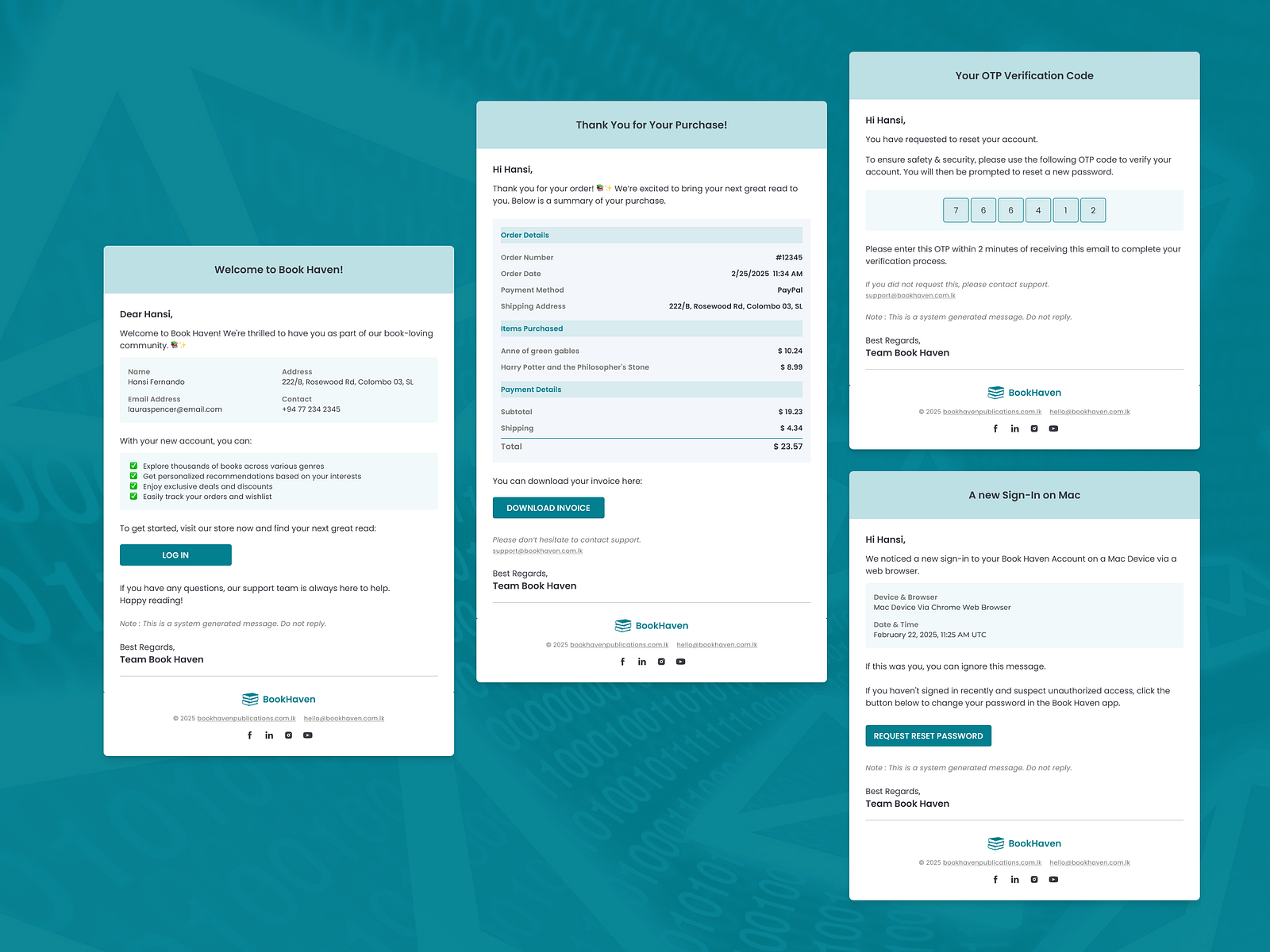 Email Templates – Welcome, Security & Order Updates by Imalsha Kandamby ...