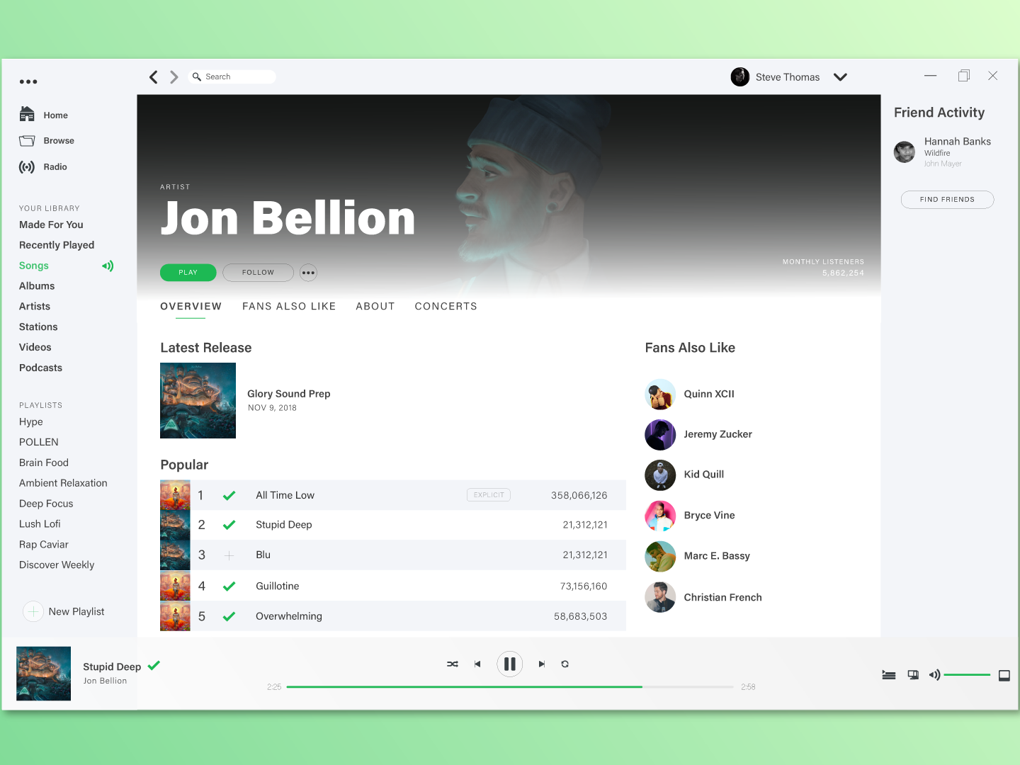 Spotify Light Theme Concept by Stephen Burke on Dribbble