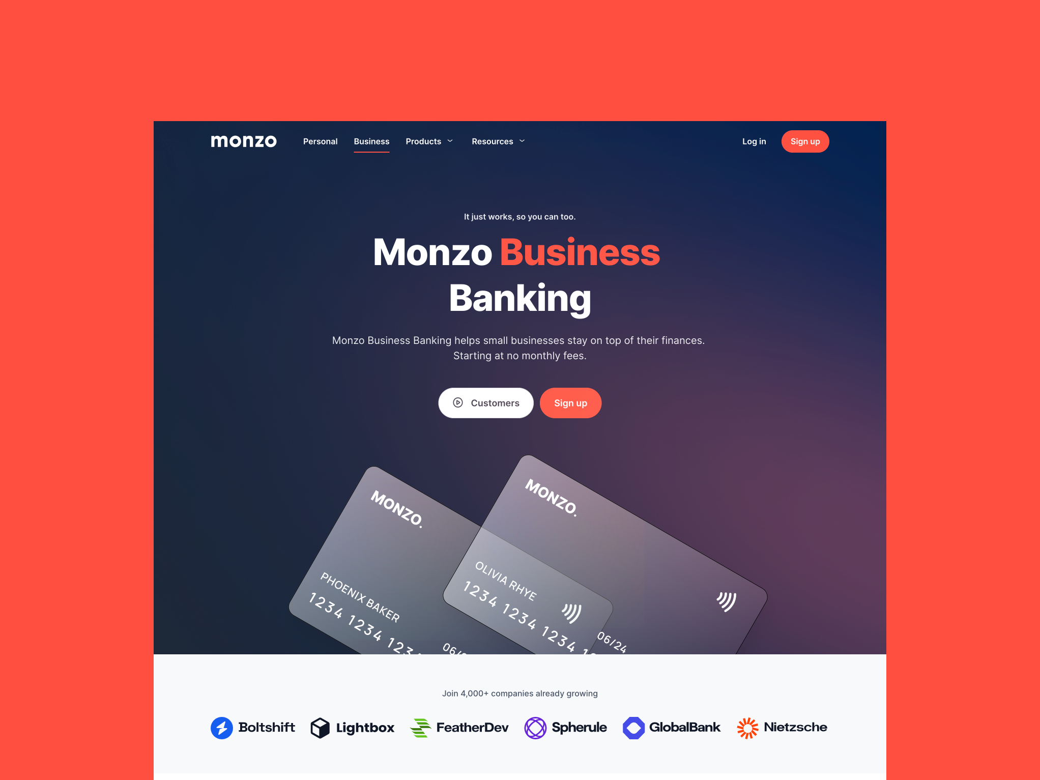 Monzo Business Landing Page Re-design Exploration by Elliot Rylands on ...