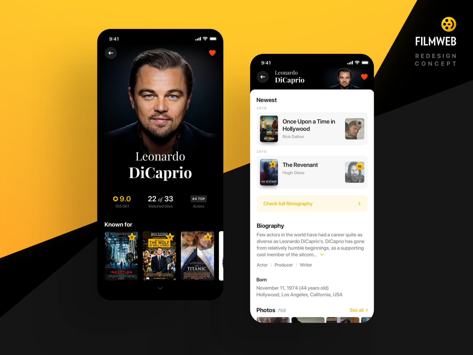 Actor screen - Filmweb concept by Radek Skrzypczak on Dribbble