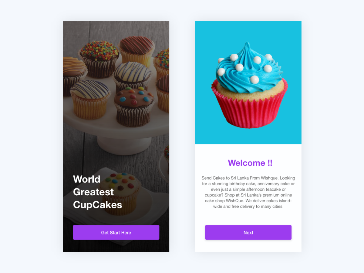 Cup cake shop App | Welcome screen by Sanoj Dilshan on Dribbble