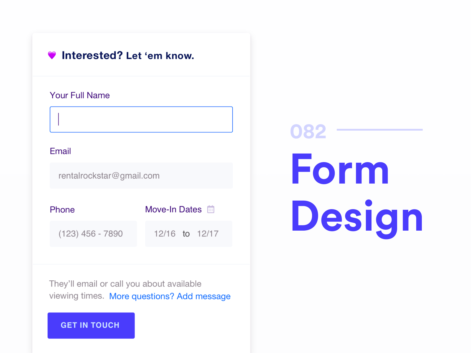 Form Design by Michelle Xie on Dribbble