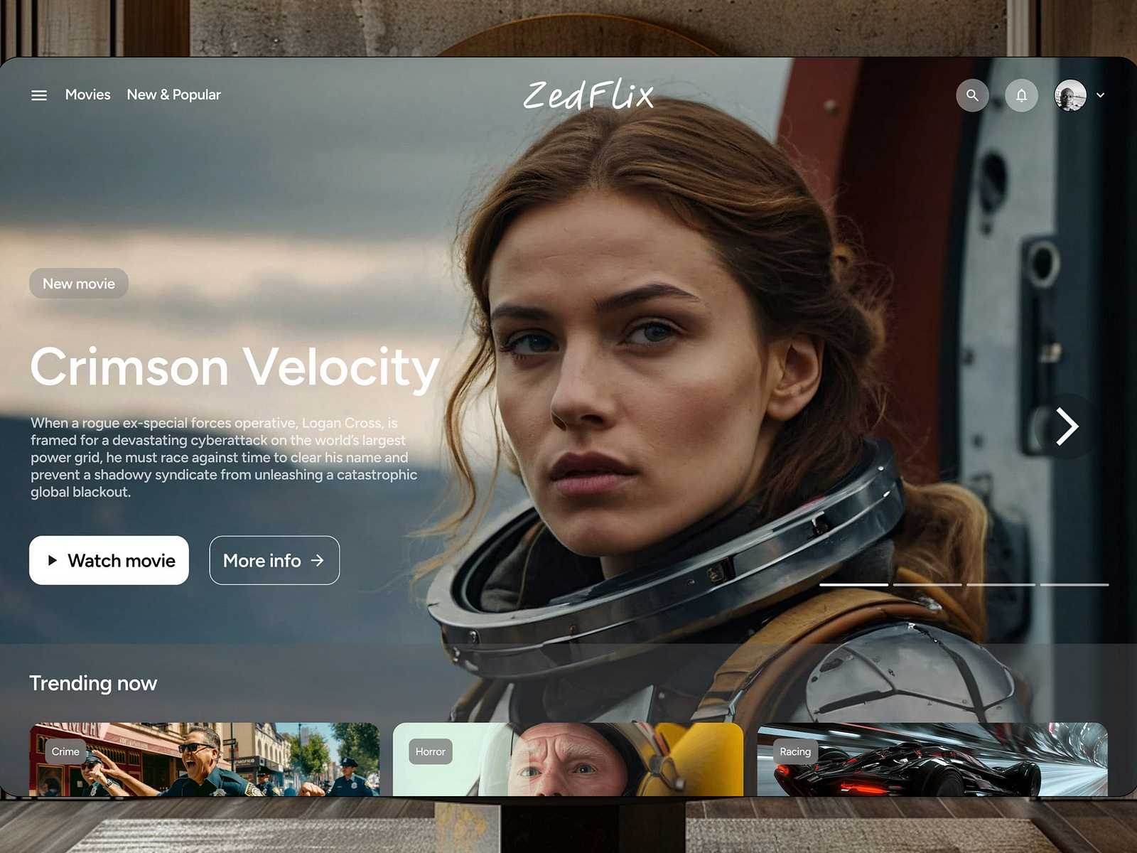 Desktop application interface for a movie streaming service by ...