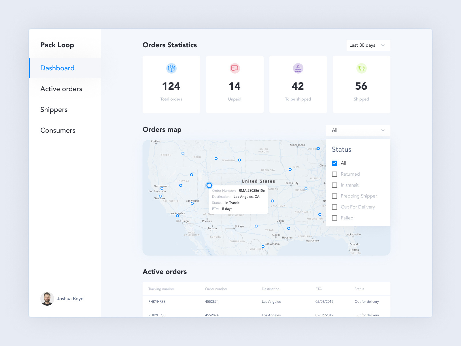 Delivery Tracking Dashboard by devabit design on Dribbble
