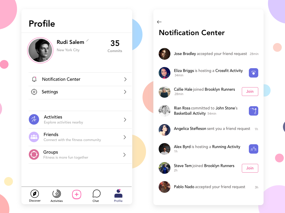 Profile & Notification Center (Mobile Design) by Yacha Toueg on Dribbble