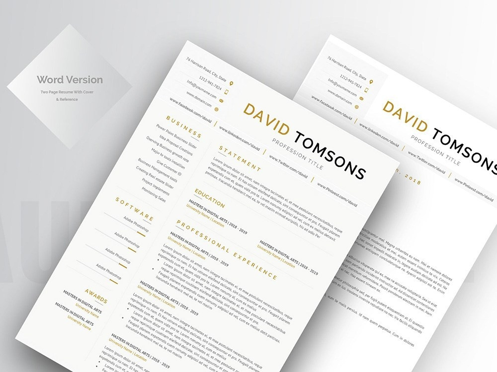 Free Word Cv Template With Matching Cover Letter by Julian Ma on Dribbble