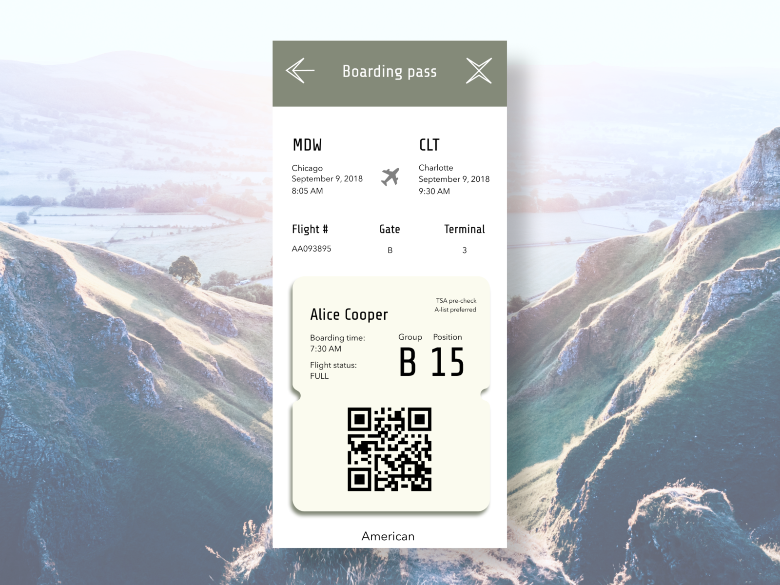 Boarding Pass UI by Megan Bond on Dribbble