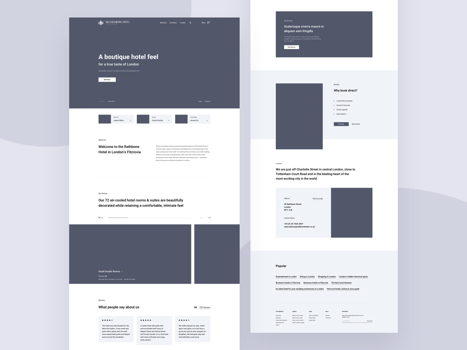 Hotel Homepage Wireframes by Rafal Cyrnek on Dribbble