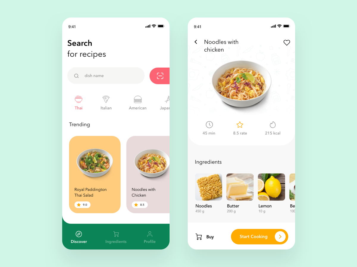 Recipe App Design by BatoniTato on Dribbble