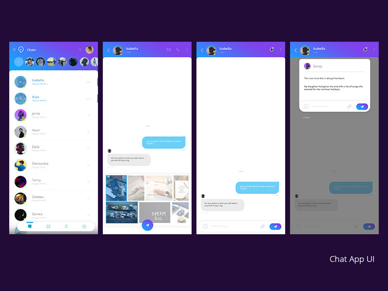 Chat App UI by Arunvignesh on Dribbble