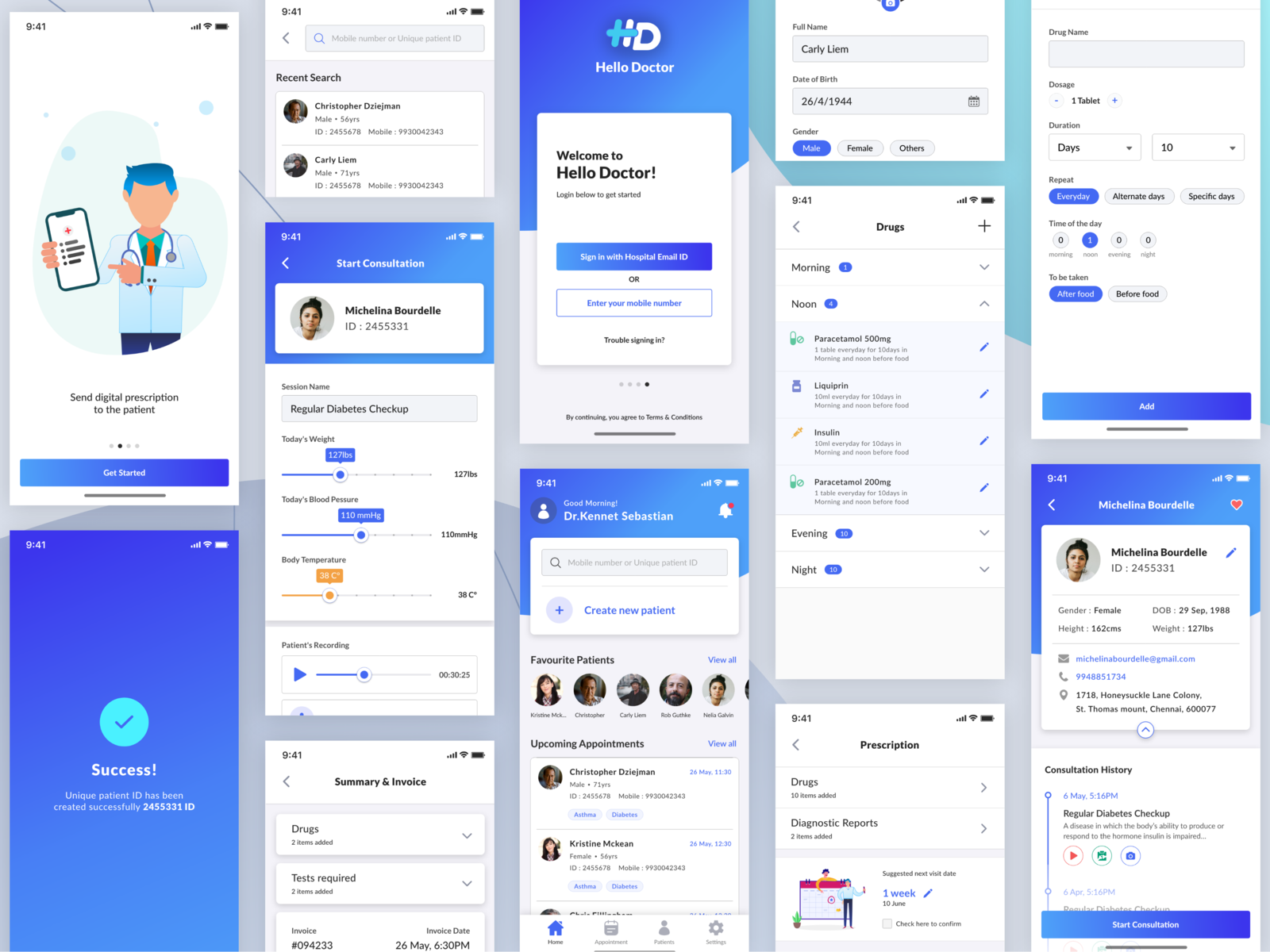 Patient management app by Sreevenkatesh Jayaraman on Dribbble