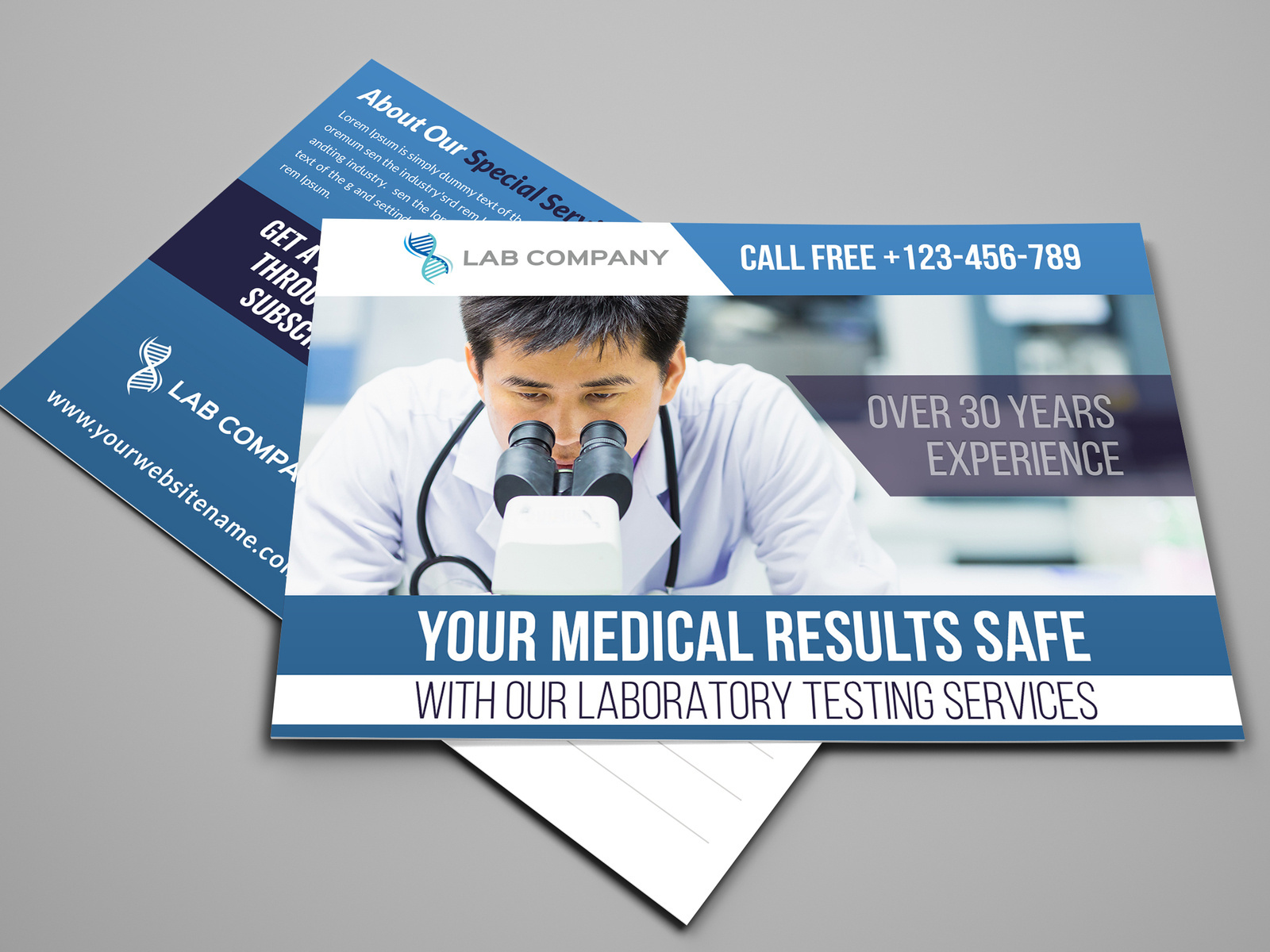 Medical Laboratory Postcard Template by OWPictures on Dribbble