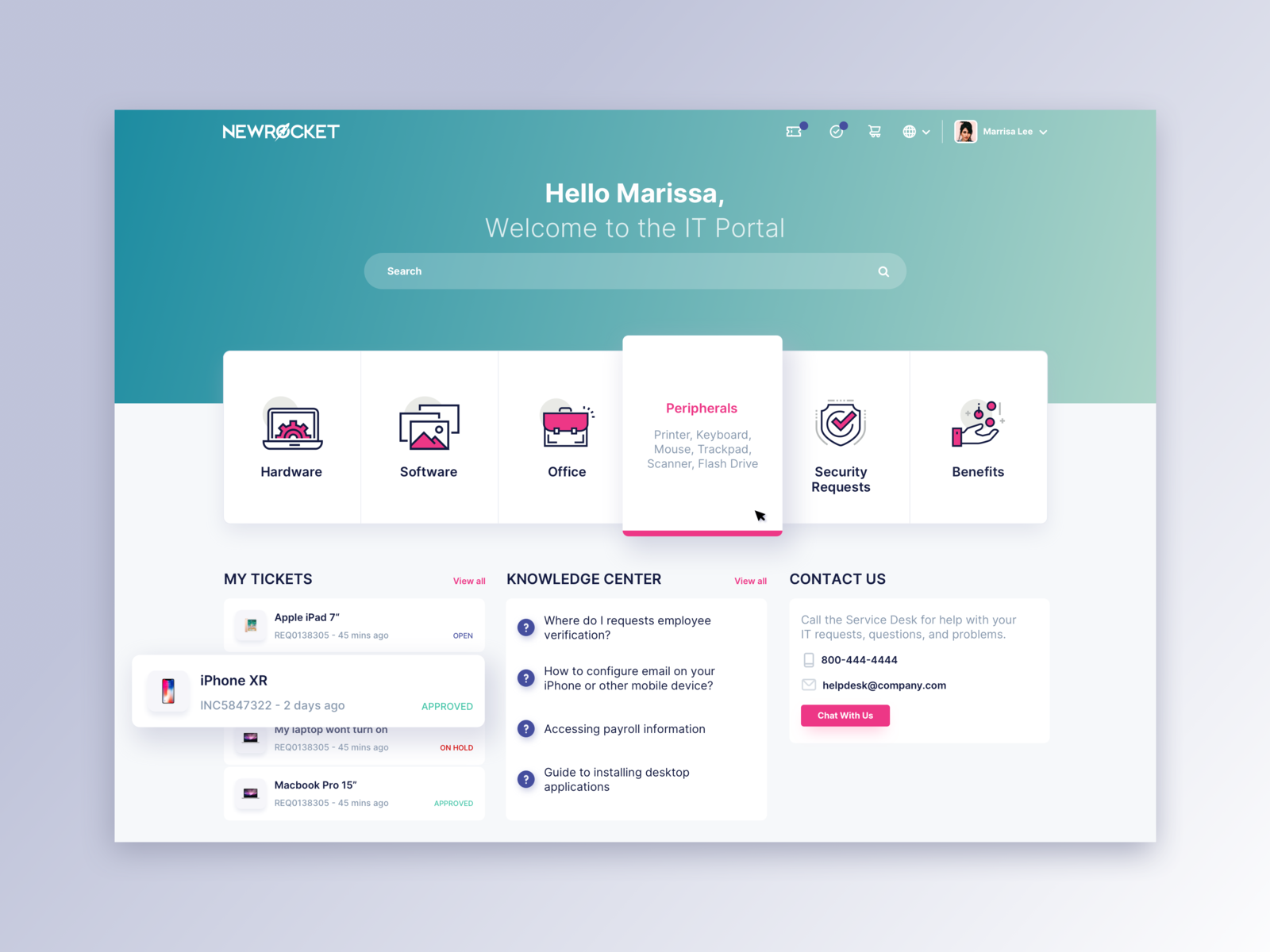 ServiceNow Turnkey Portal Solution Theme by Jeff Lloyd for NewRocket on Dribbble