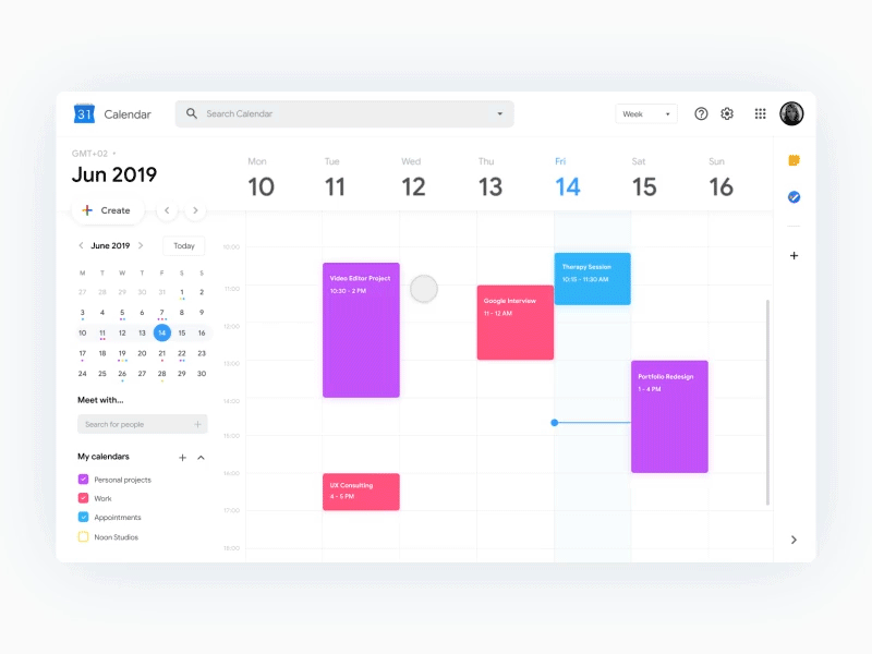 Google Calendar Redesign by Alyssa X on Dribbble