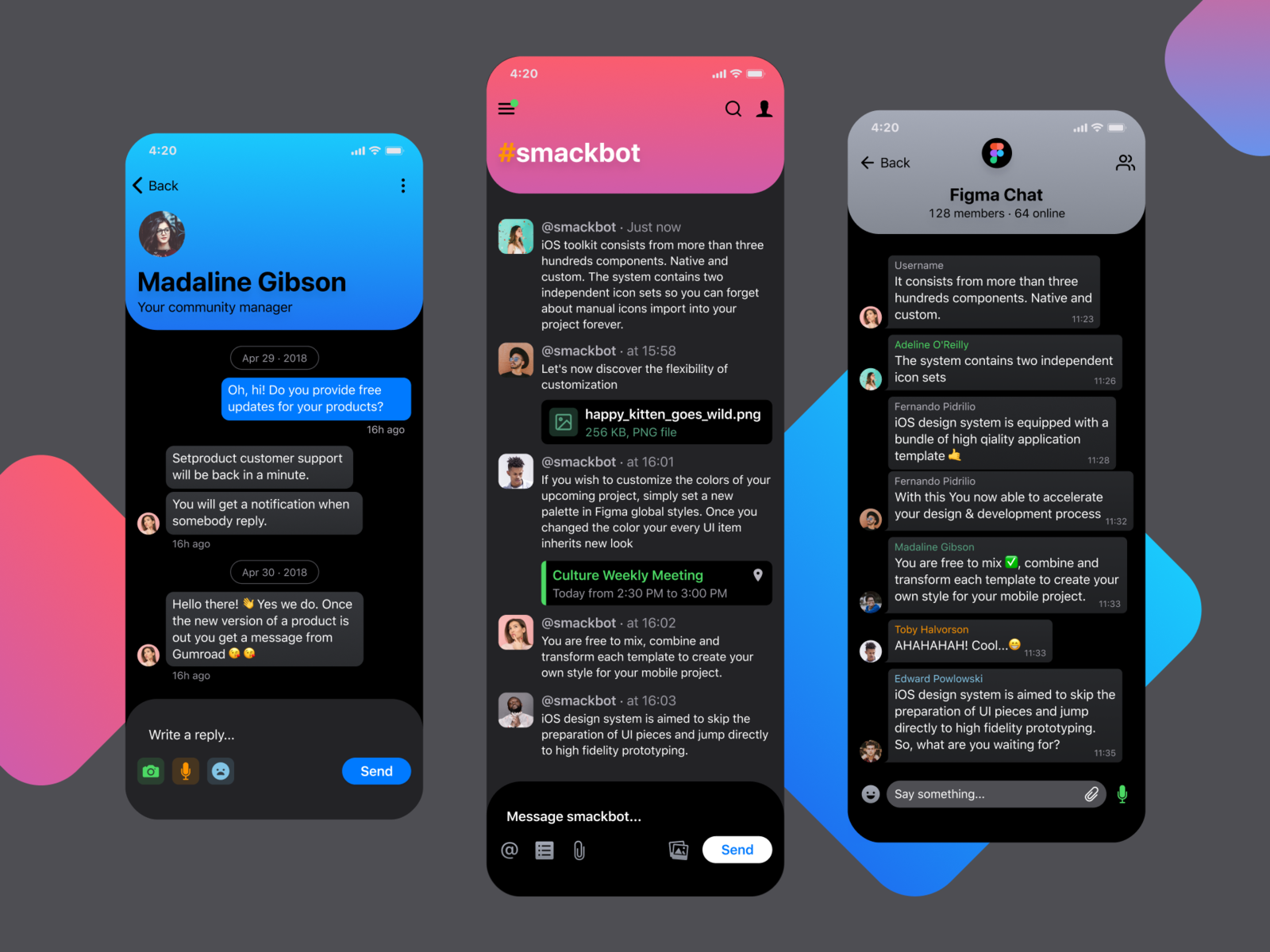 iOS Messenger Design Dark Theme by Roman Kamushken on Dribbble