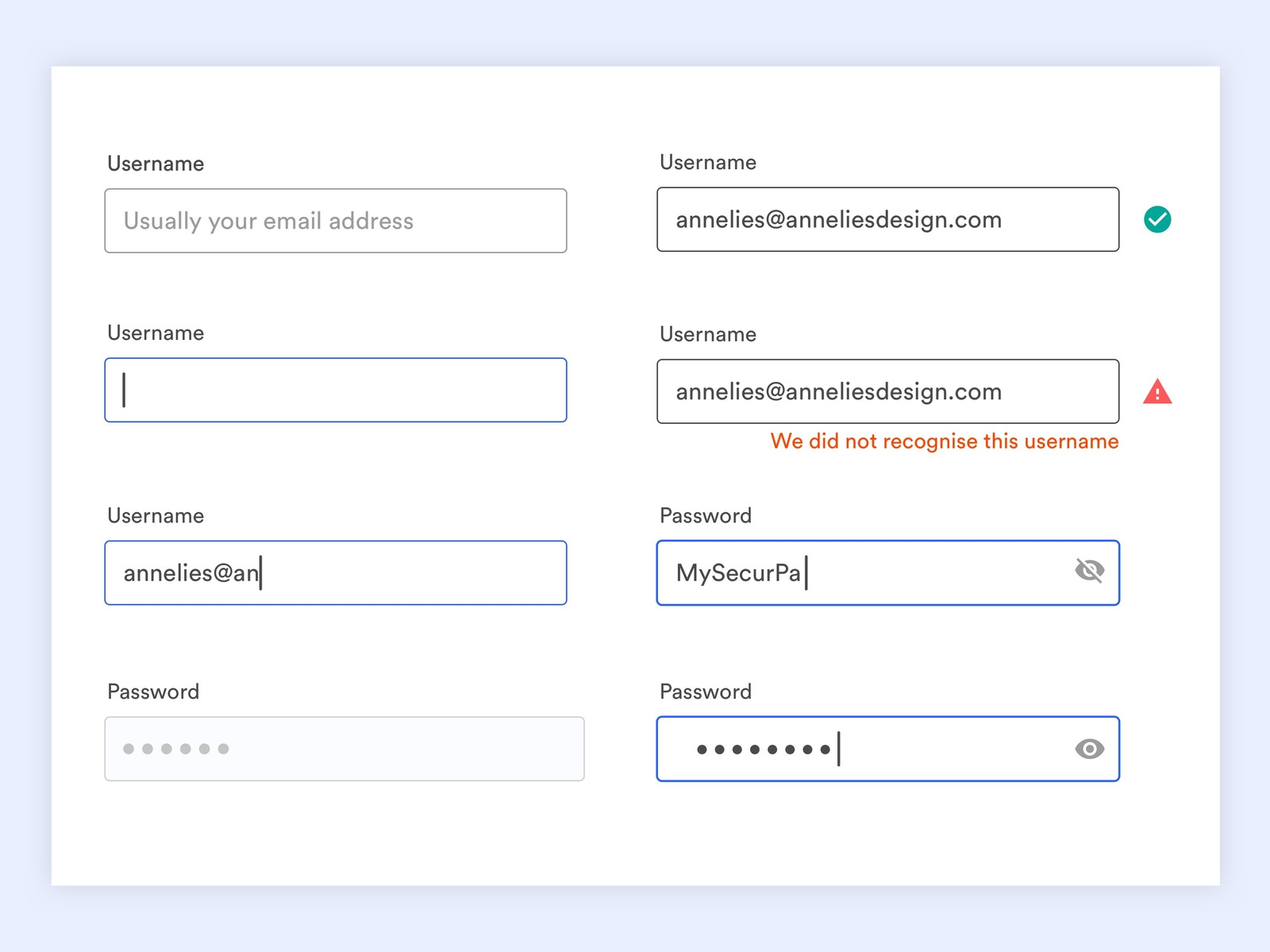 Input Field States by Annelies on Dribbble