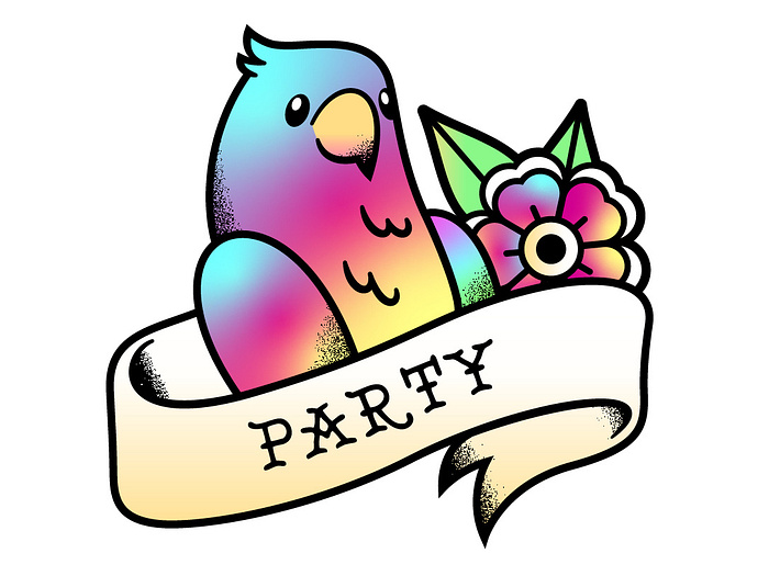 Party Parrot Illustration by Rogie on Dribbble