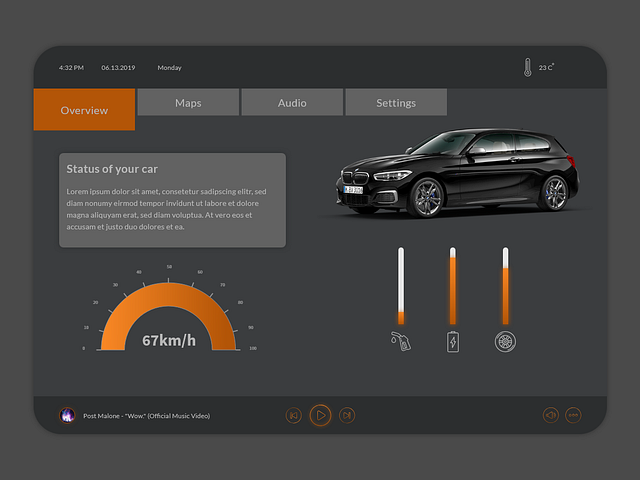 Daily UI #034 - Car Interface by Stefan Devai on Dribbble