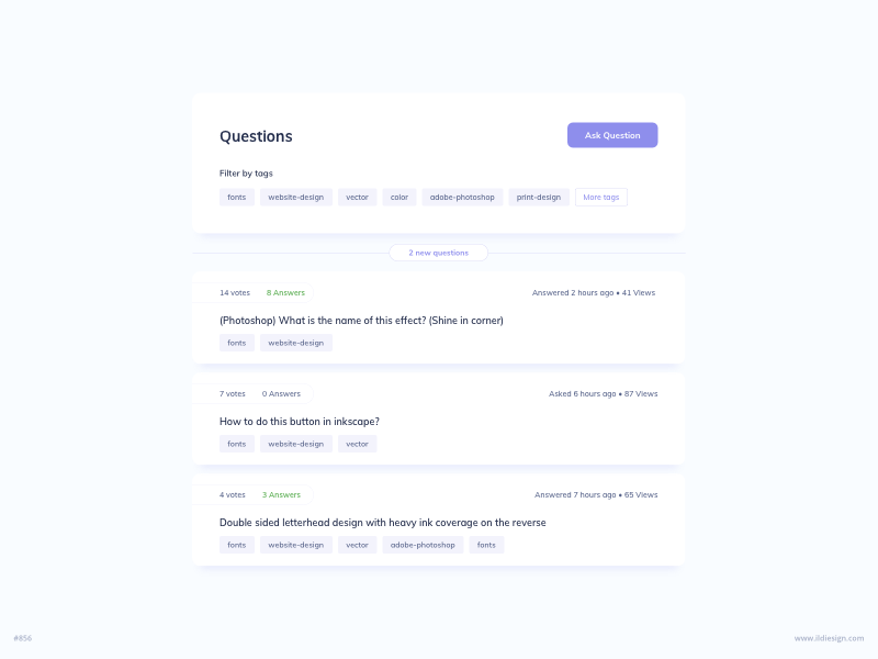 Questions List UI Design by Ildiko Gaspar on Dribbble