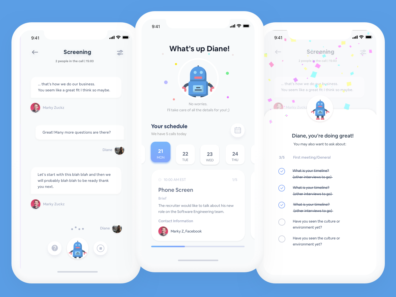 Interview Chatbot by Diane Korongy on Dribbble
