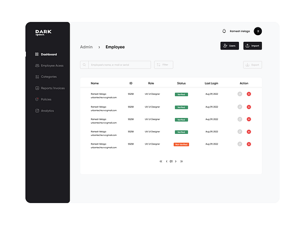 Reimbursement Dashboard by Dark Space on Dribbble