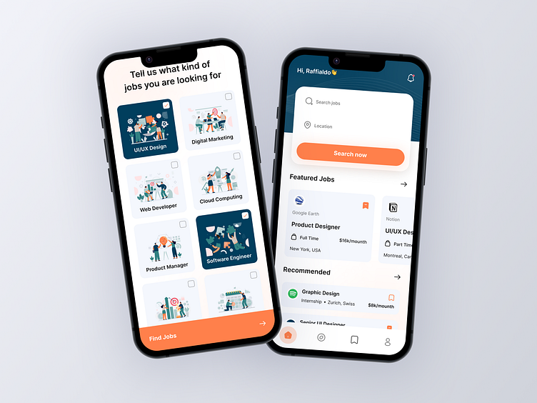 Mobile App - Job Finder by Raffialdo Bayu for Enver Studio on Dribbble