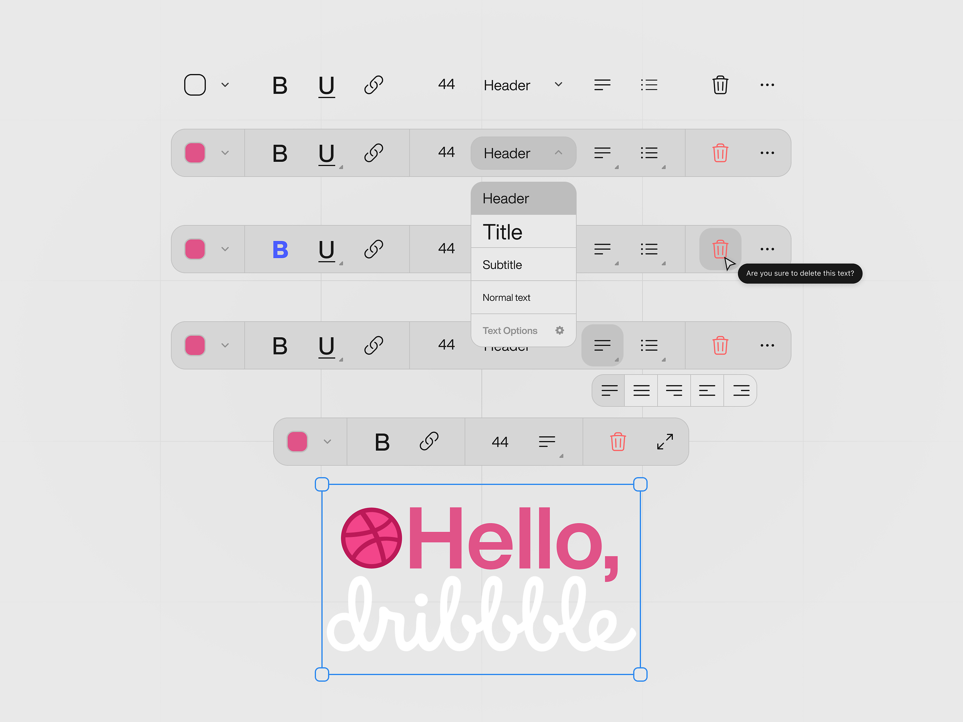 Text Toolbar for Touchscreens Dark/Light UI Exploration by Yasir Ekinci ...