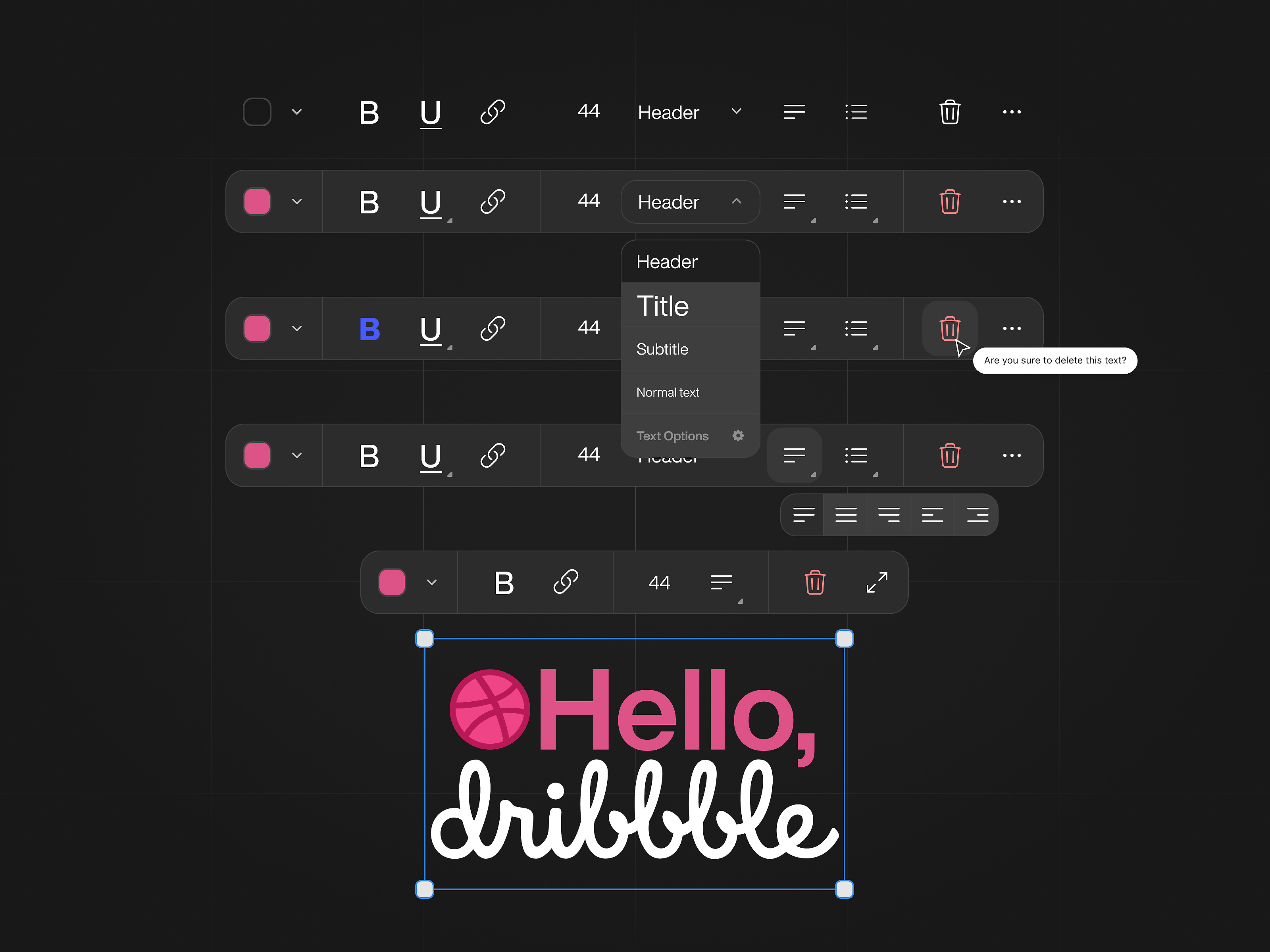 Text Toolbar for Touchscreens Dark/Light UI Exploration by Yasir Ekinci ...